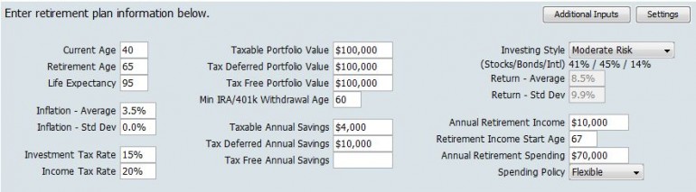 User Input | The Flexible Retirement Planner