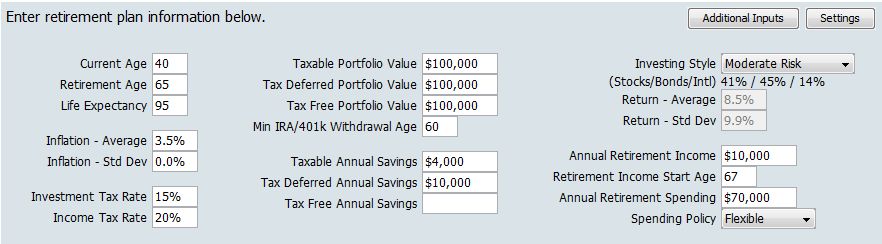 User Input | The Flexible Retirement Planner